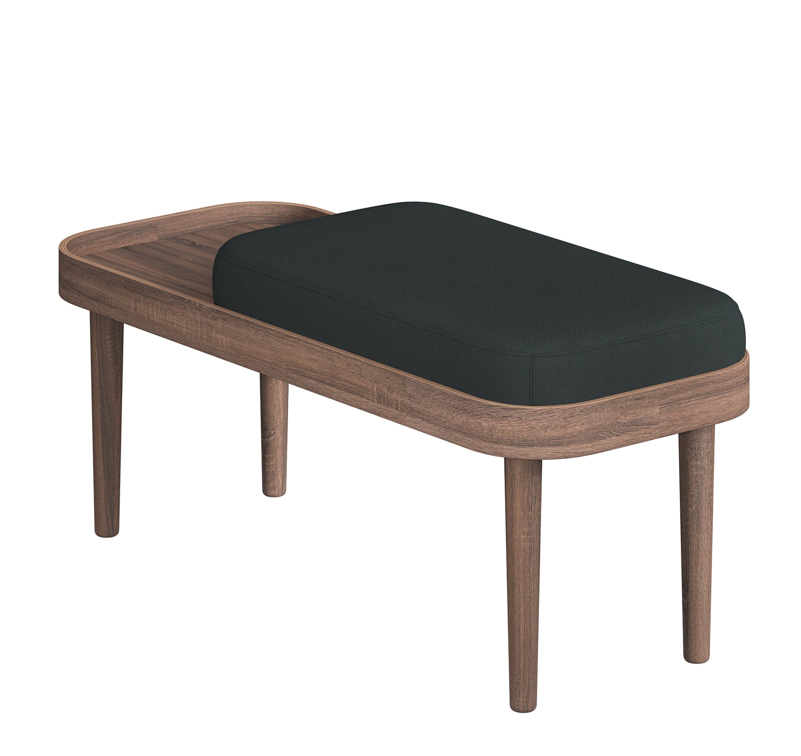 Novoform SERENA bench in dark oak with Phantom Grey cushion