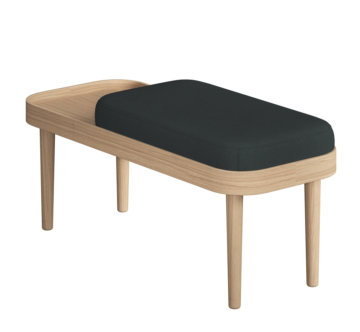 Novoform SERENA bench in natural oak with Phantom Grey cushion